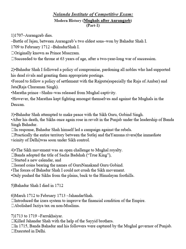 Nalanda Modern History Lecture Part-1 | PDF | Mughal Empire Nalanda Modern History Lecture Part-1 | PDF | Mughal Empire