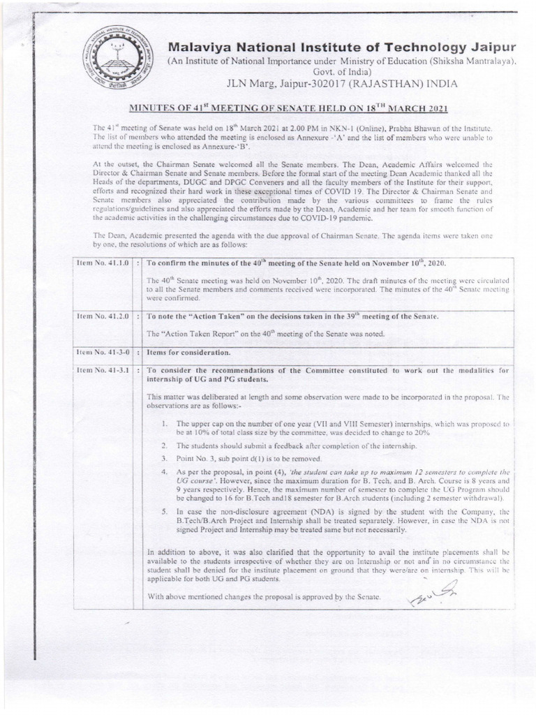 41 Senate Minutes | PDF