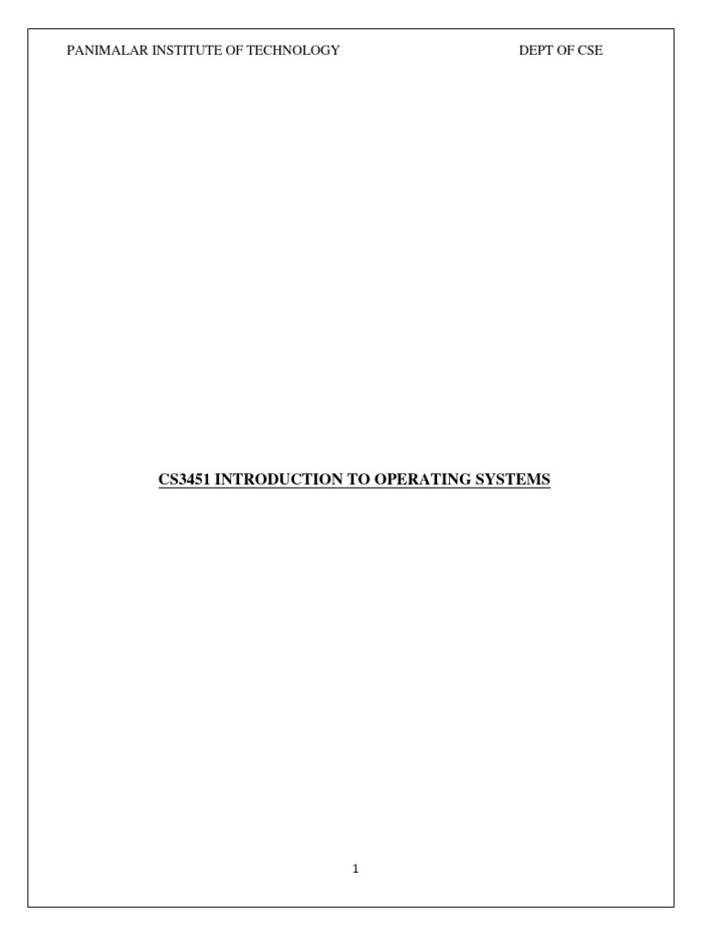 CS3451 Operating System | PDF | Process (Computing) | Operating System