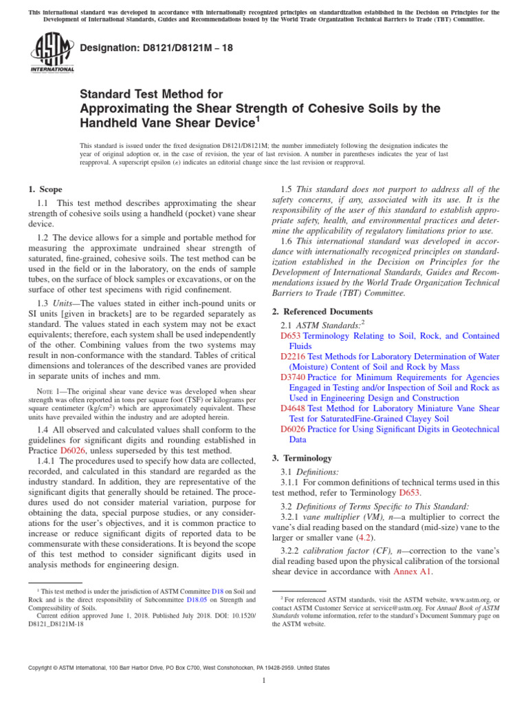 Approximating The Shear Strength of Cohesive Soils by The Handheld Vane Shear Device | PDF ...
