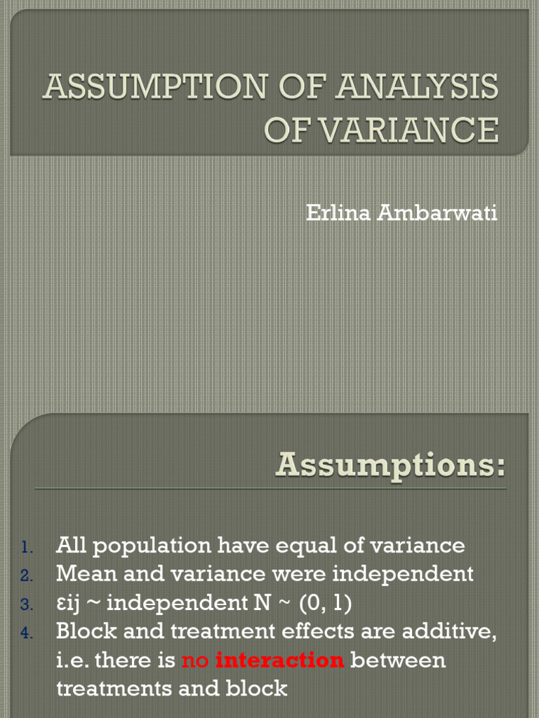 Vii. Assumption of Analysis of Variance | PDF | Variance | F Test