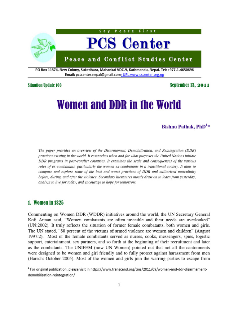 Women_and_DDR_in_the_World_pdf | PDF | Peacebuilding | Peacekeeping