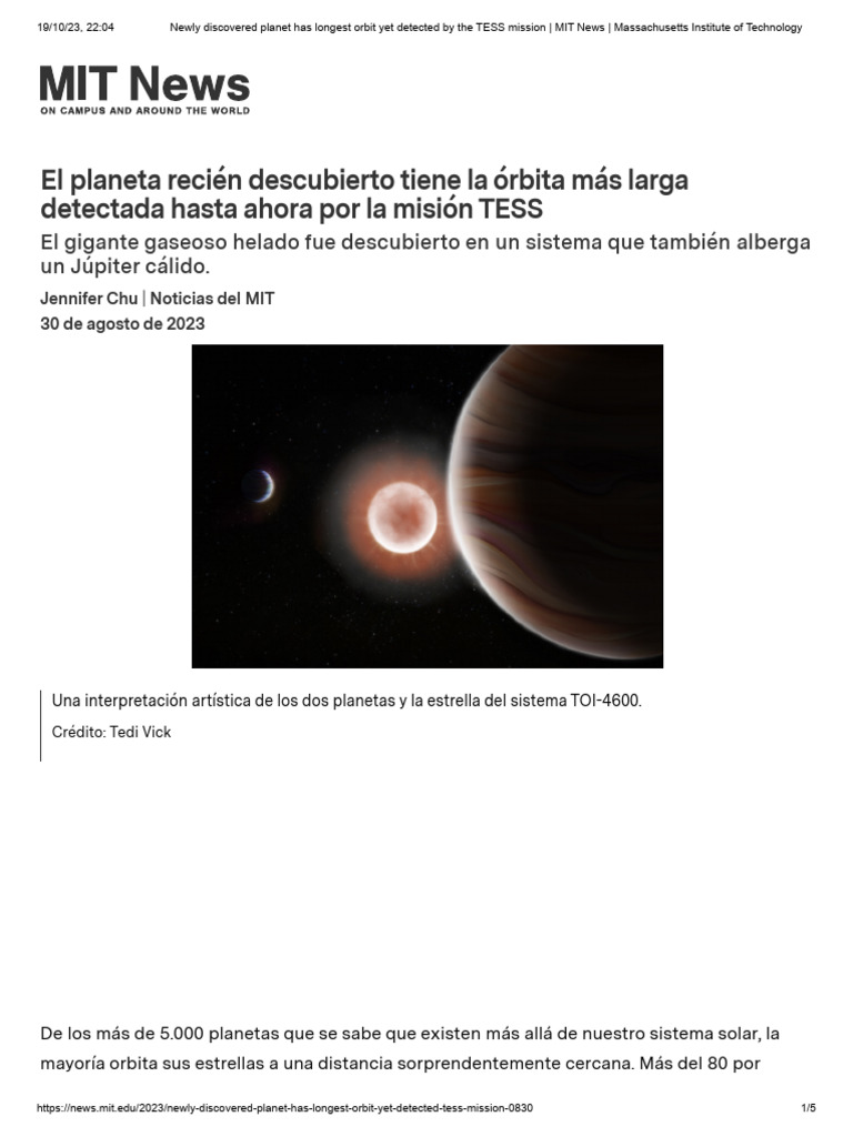 Newly Discovered Planet Has Longest Orbit Yet Detected by The TESS ...