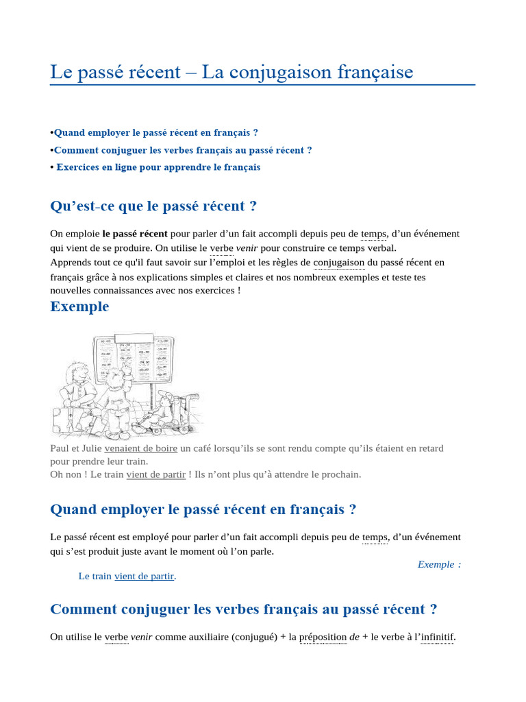 Le Passé Recent | PDF | Verbe | Conjugaison