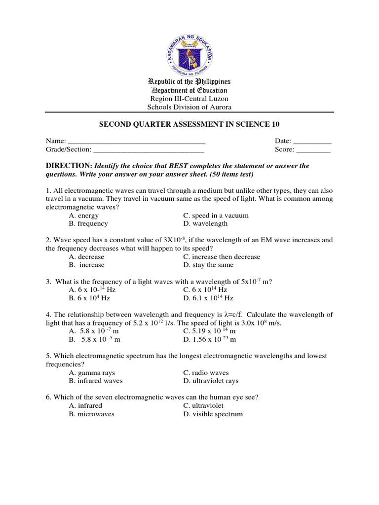 SDO Aurora 2nd-Quarter Science 10-FINAL | PDF | Electromagnetic ...