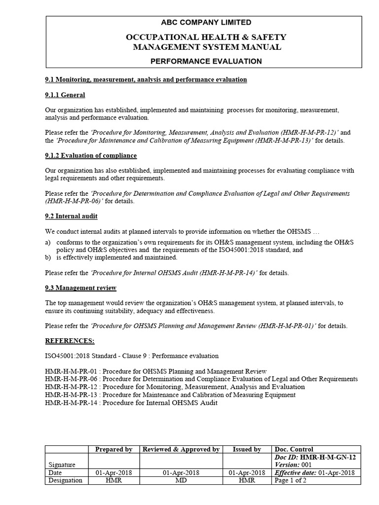 HMR-H-M-GN-12 Performance Evaluation | PDF | Audit | Internal Audit HMR-H-M-GN-12 Performance Evaluation | PDF | Audit | Internal Audit