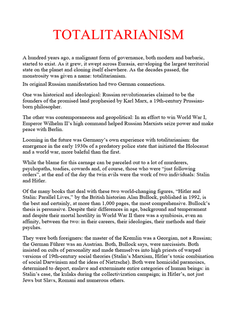 Totalitarianism | PDF | Vladimir Lenin | Joseph Stalin