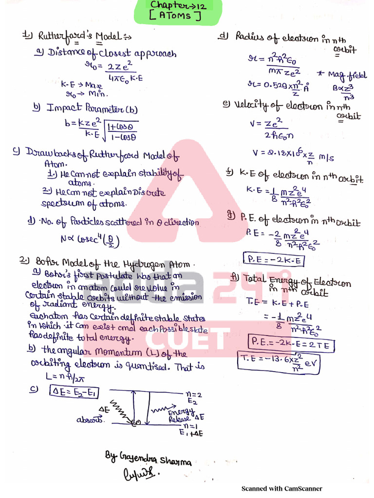Chapter 12 - Atoms | PDF