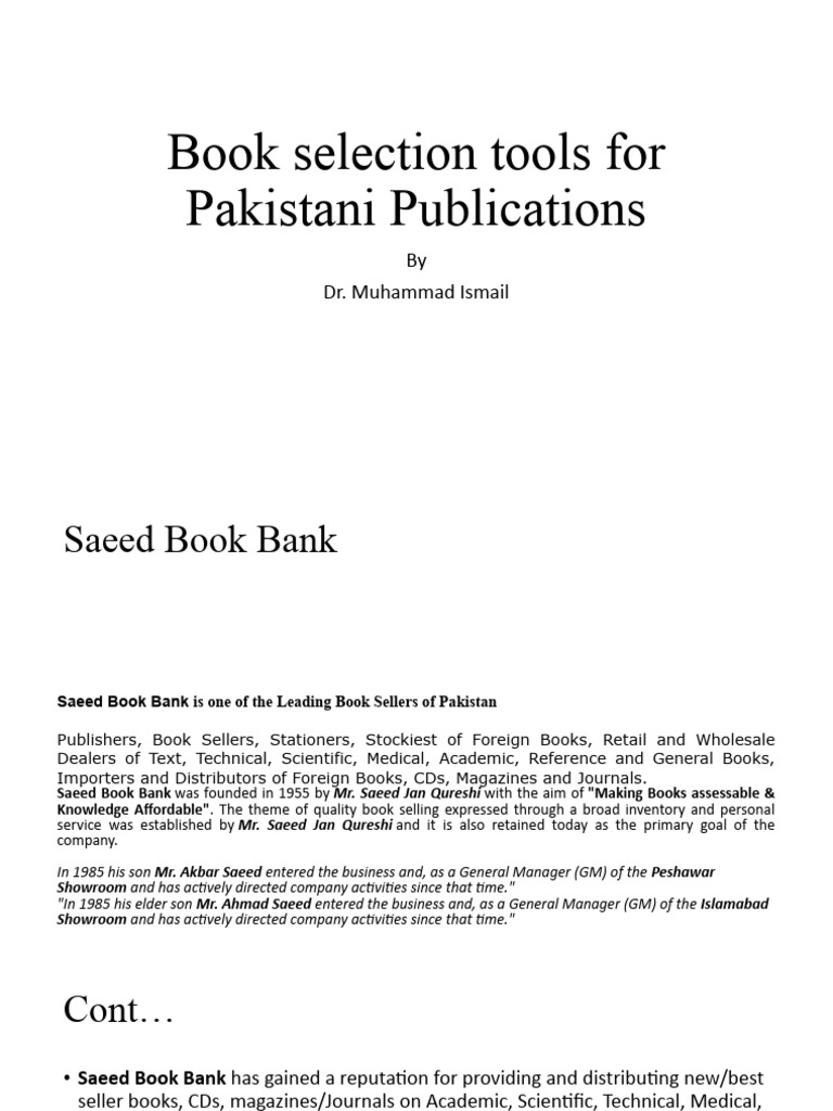 Unit-VII (Book Selection Tools For Pakistani Publications) | PDF ...