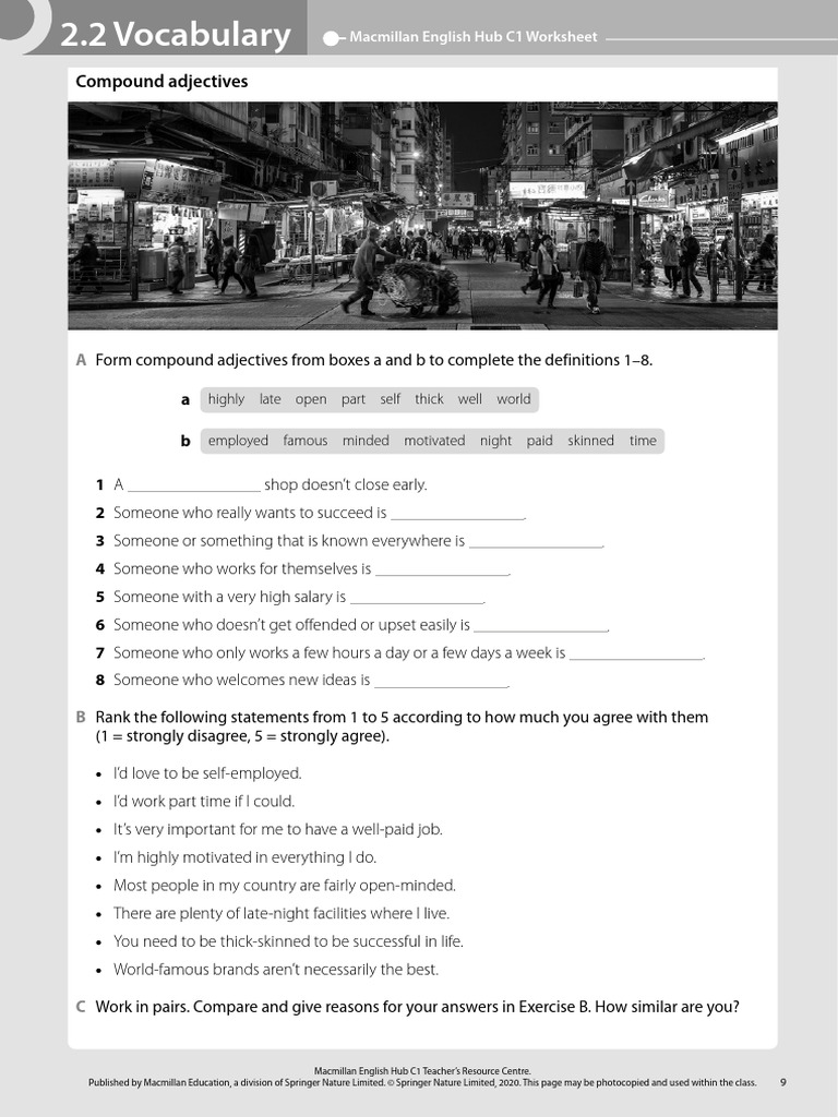 Unit 2.2. Vocabulary. Compound Adjectives | PDF