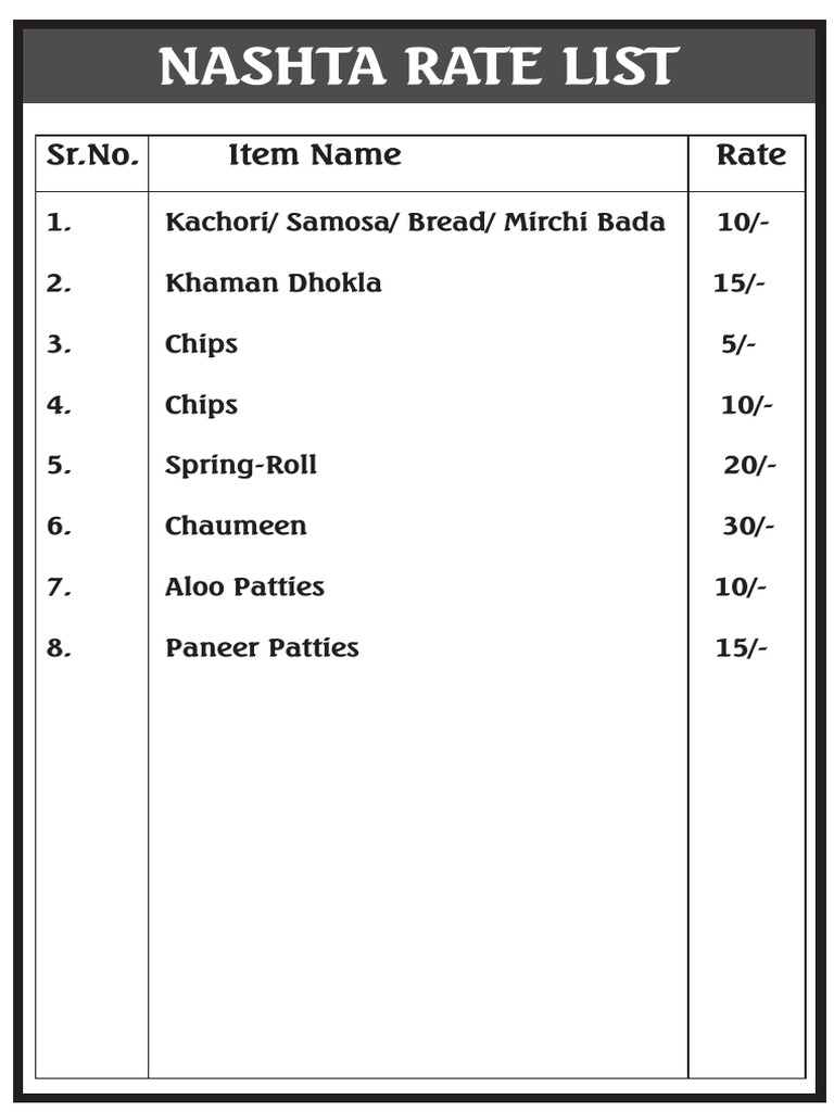 Canteen Rate List | Download Free PDF | Baked Goods | Western Cuisine