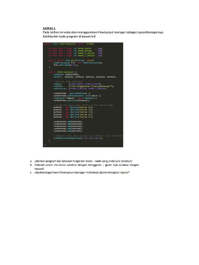 Pengaturan Layout Java Swing dan Tombol | PDF | Metode & Bahan Ajar