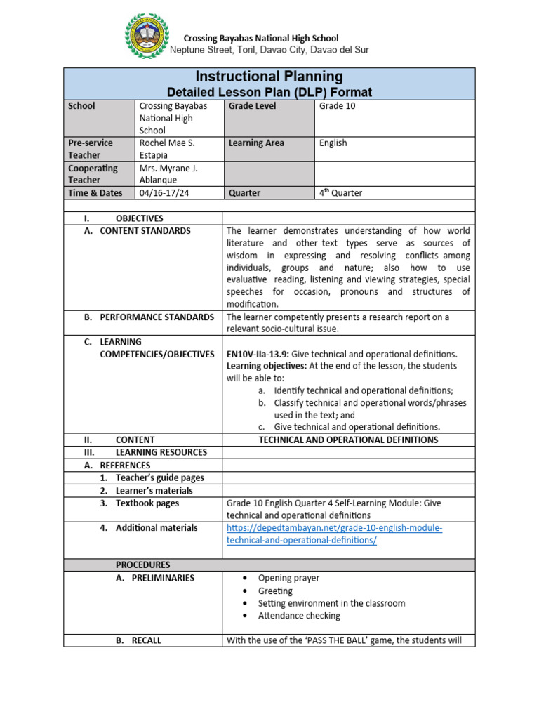 LAPA-DLP (1) | PDF | Learning | Definition