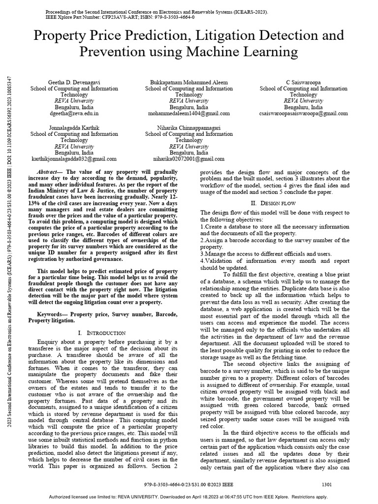 Properly Prediction Analysis PDF Databases Standard Deviation