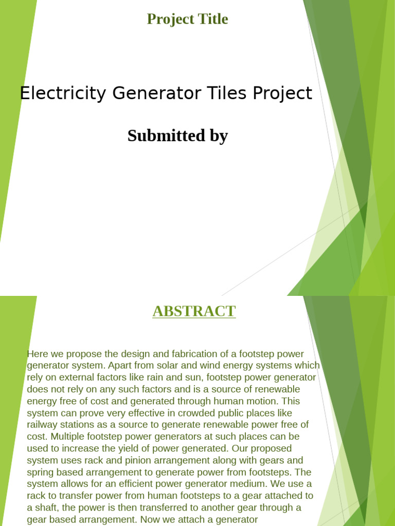 Electricity Generator Tiles Project | PDF | Gear | Electric Motor