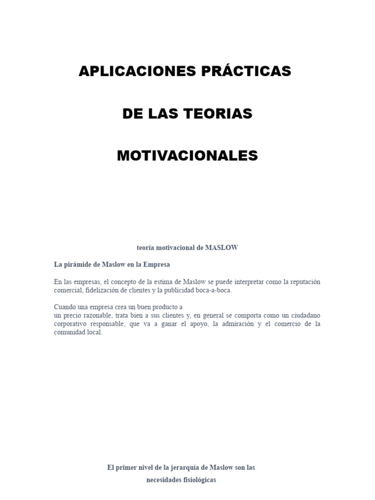 Aplicaciones Practicas de Las Teorias | PDF | Motivación | Motivacional