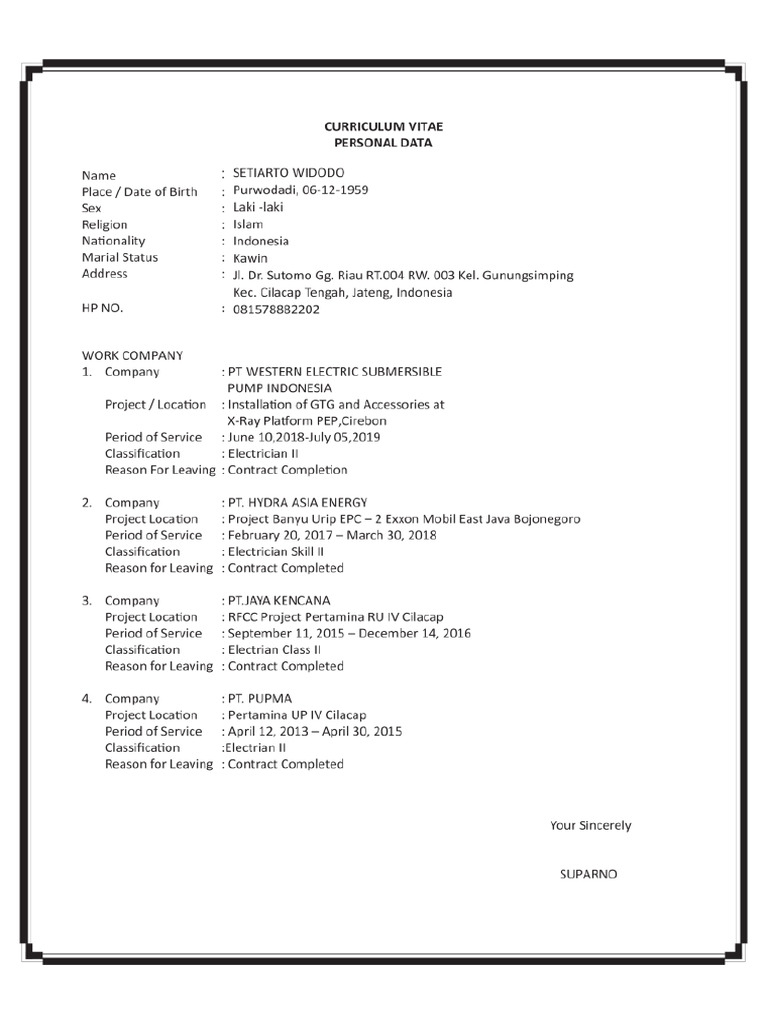CV Widodo PDF | PDF