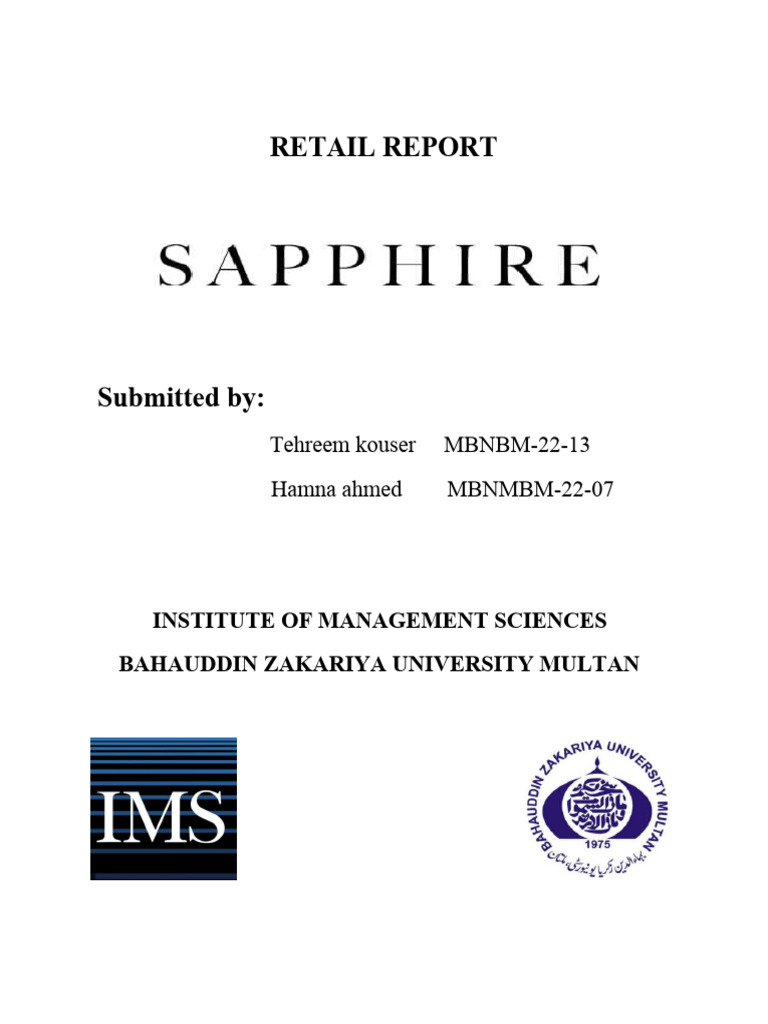 RETAIL REPORT SAPPPHIRE 1 - Original | PDF | Retail | Brand