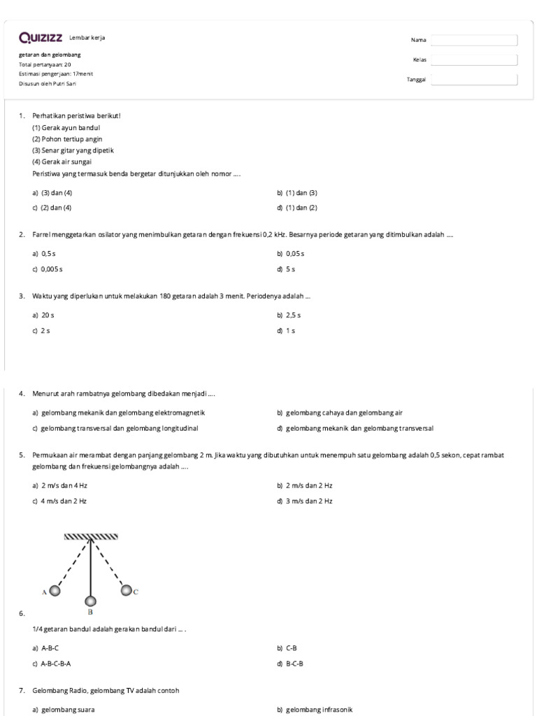 Lembar Kerja Getaran & Gelombang | PDF