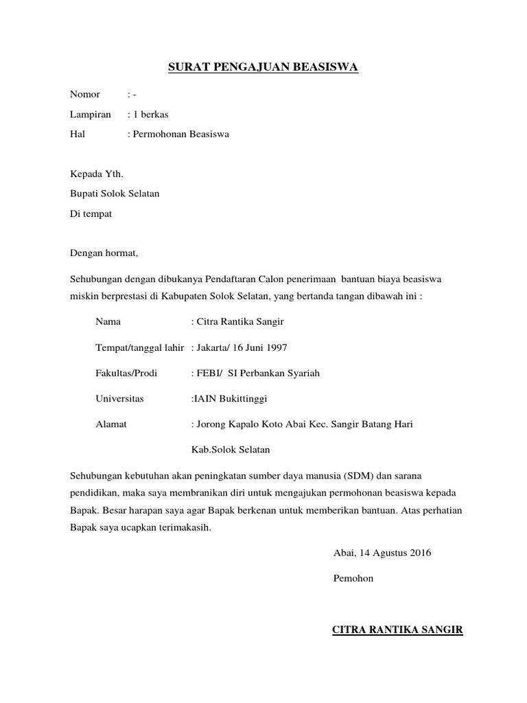 Proposal Pengajuan Beasiswa | PDF | Perjalanan