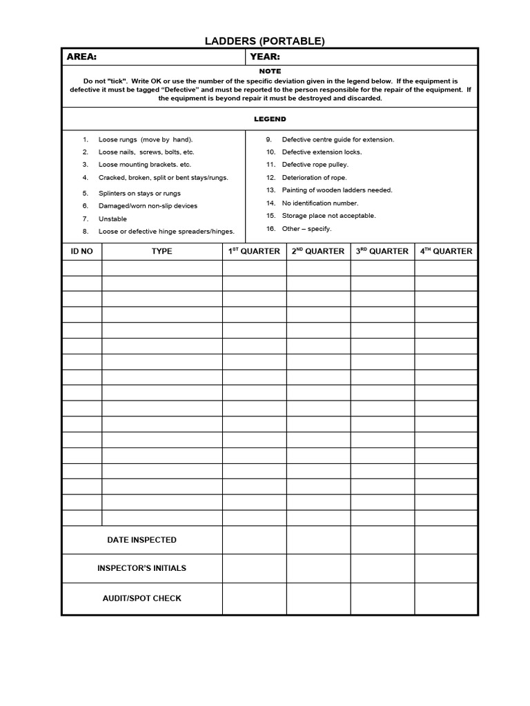 Portable Ladder Register | PDF