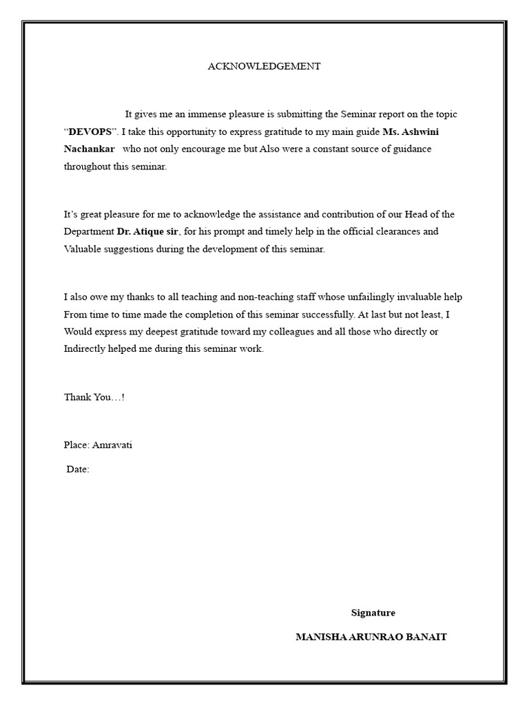 DevOps Seminar Acknowledgement | PDF | Career & Growth