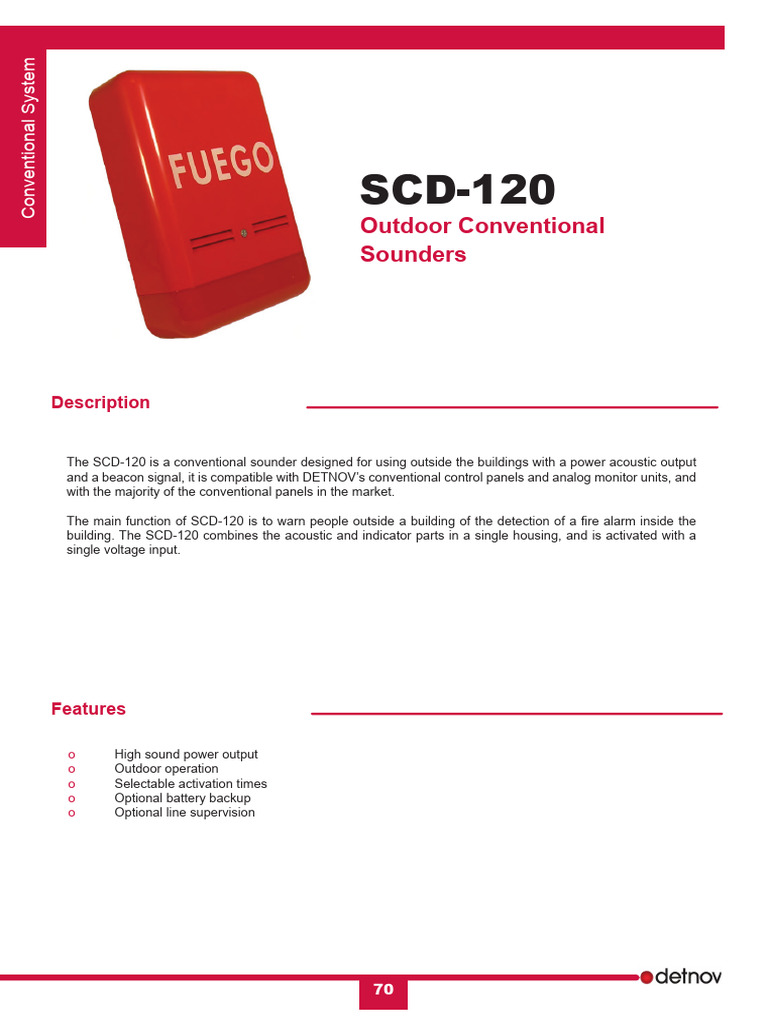 Sirena Alarma Incendiu Conventionala de Exterior Detnov SCD 120 | PDF ...