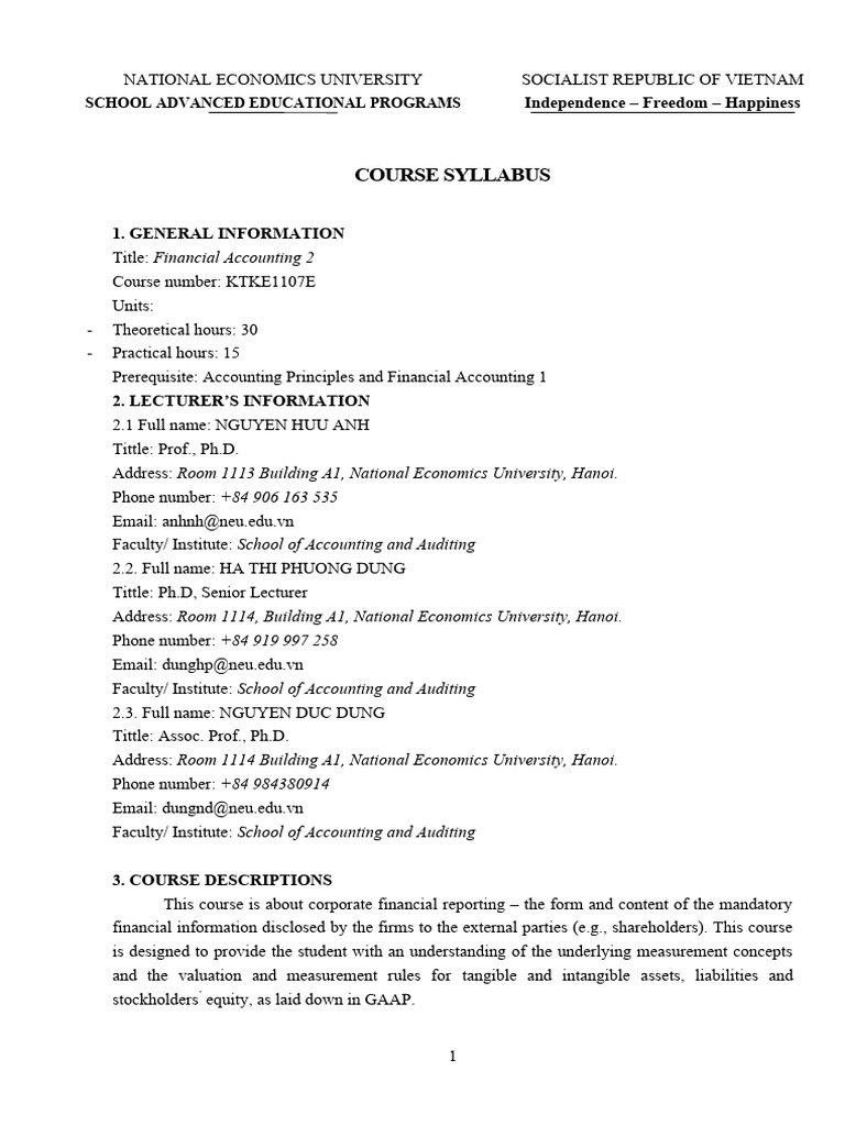 Financial Accounting 2 Course Syllabus | PDF | International Financial ...