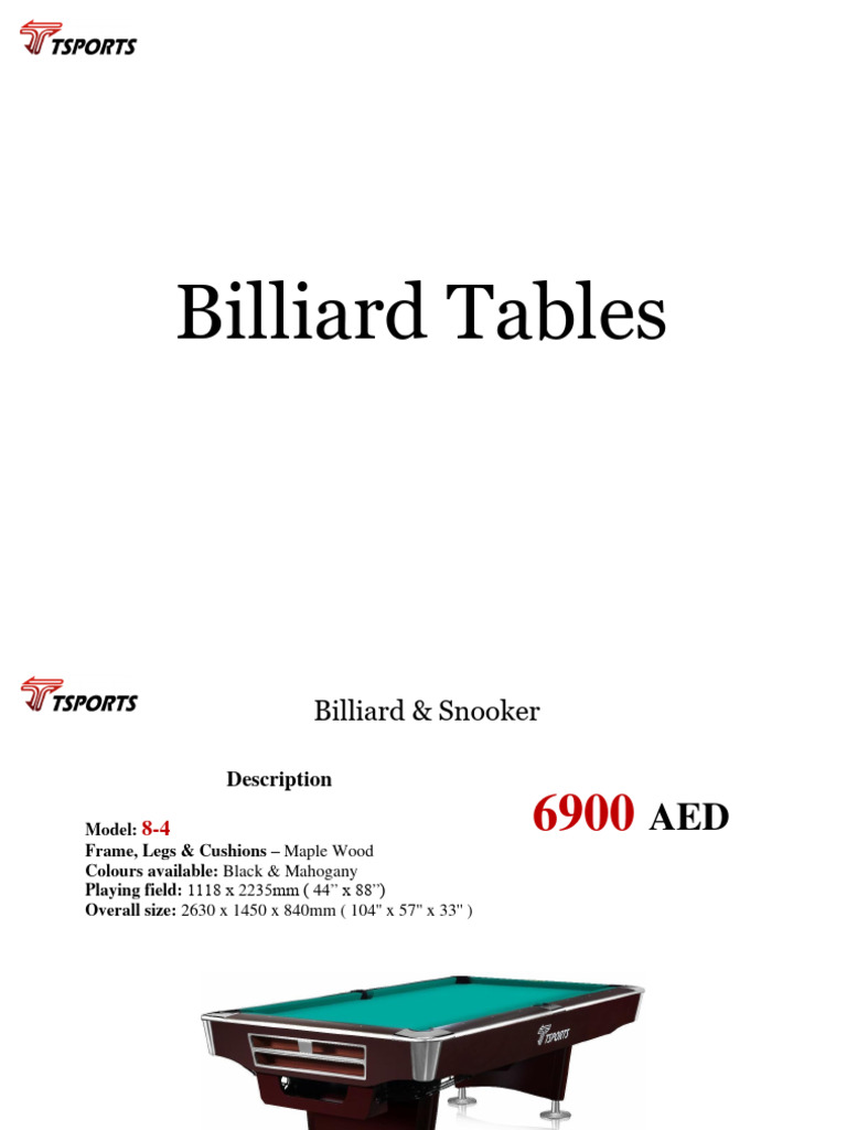 Billiard Table 2023 NEW | PDF | Cue Sports | Snooker