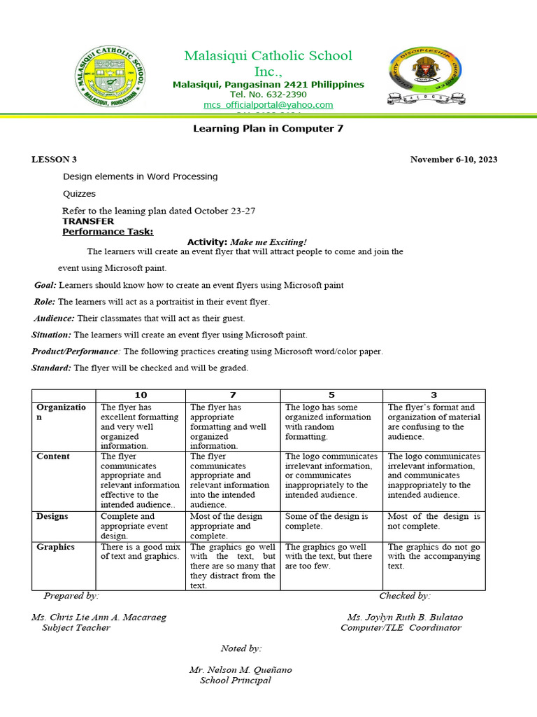 Com7-Learning Plan - Q1-M2 (Week 3) | PDF | Information | Cognitive Science