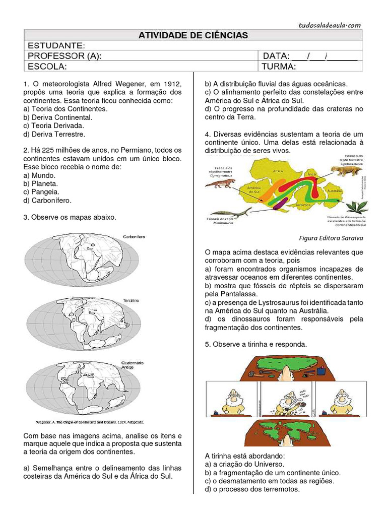Atividades Placas Tectonicas 2 | PDF | Continente | Geociências
