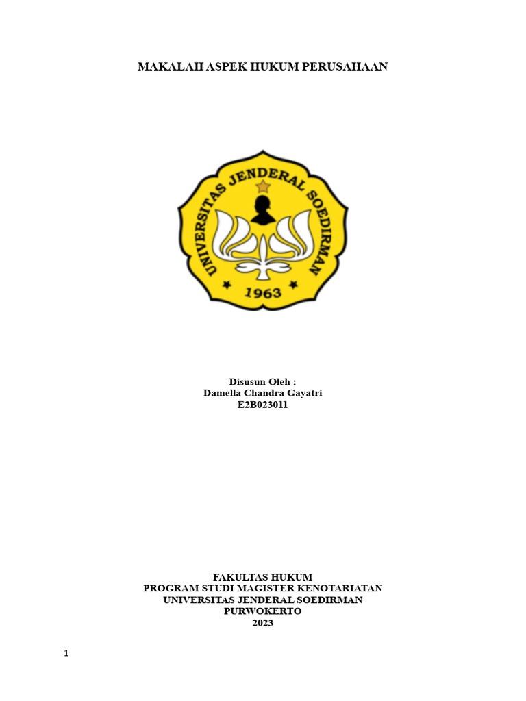 Akta Pendirian CV - Damella Chandra Gayatri - E2b023011 | PDF