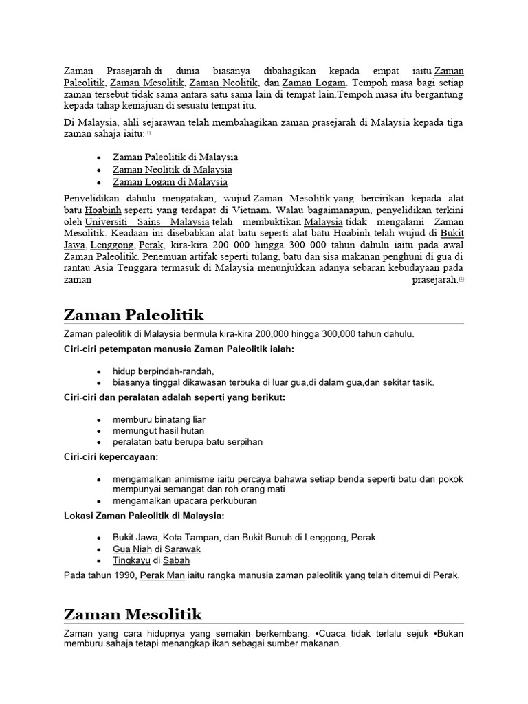 Zaman Prasejarah | PDF