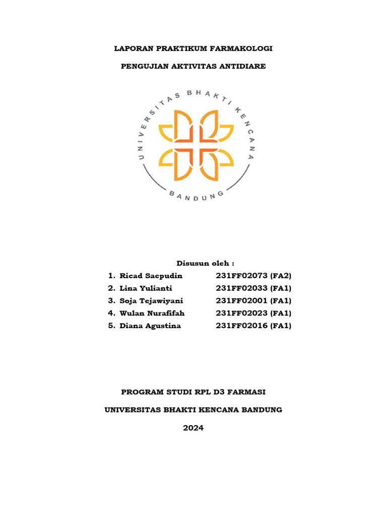 Laporan Praktikum Farmakologi Uji Aktivitas Antidiare | PDF