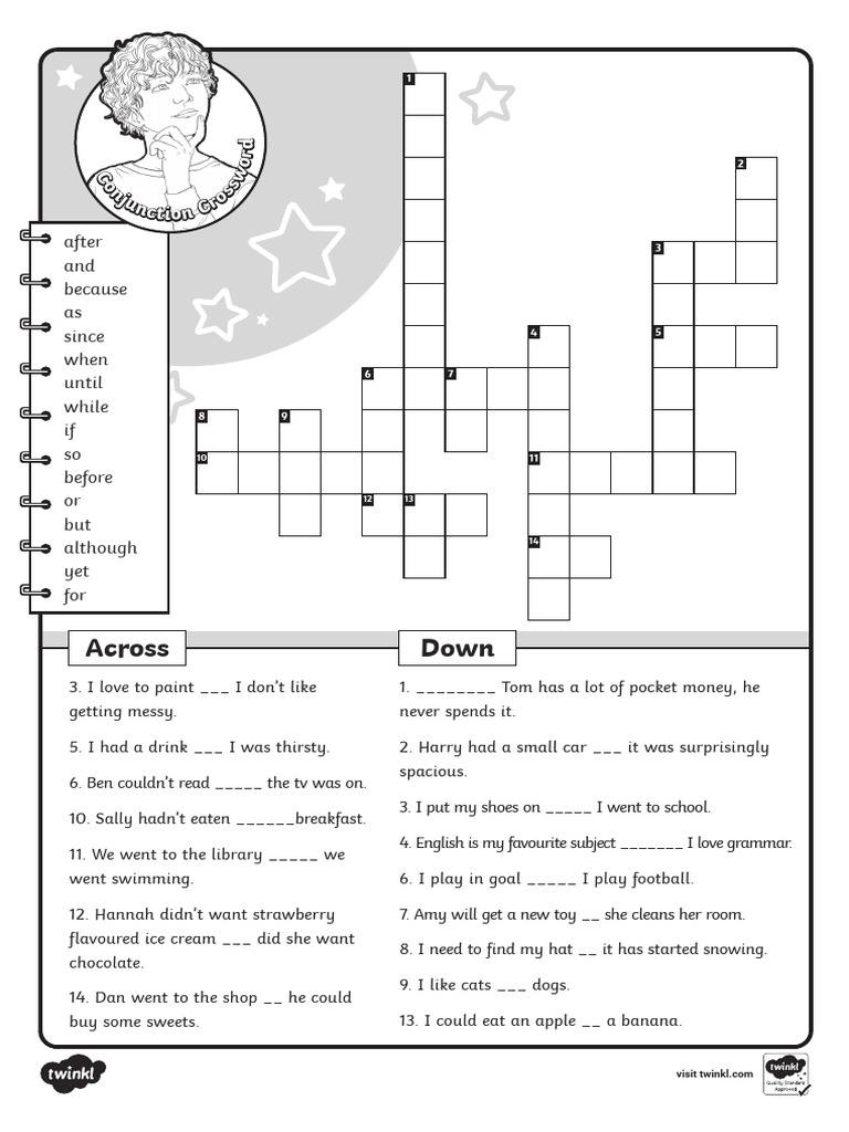 Conjunctions Crossword Puzzle | PDF | Foods | Cuisine