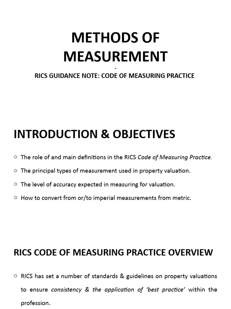 5.0 Methods of Measurement | PDF | Real Estate Appraisal | Measurement