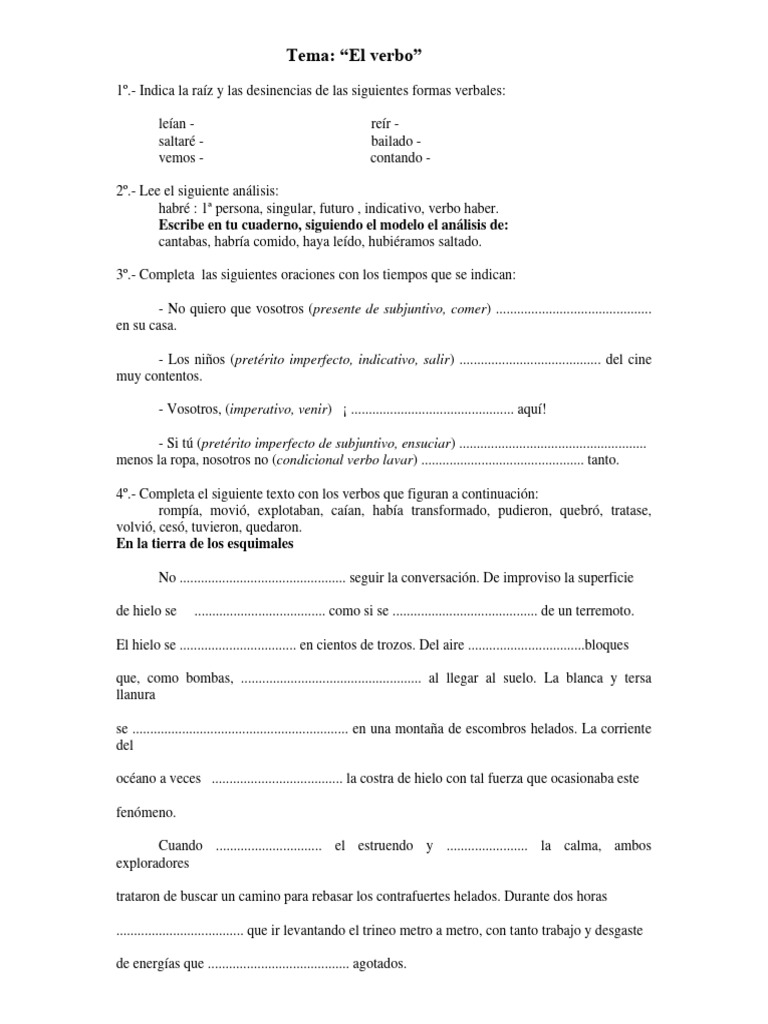 Actividades Verbos 1 | PDF | Verbo | Morfología