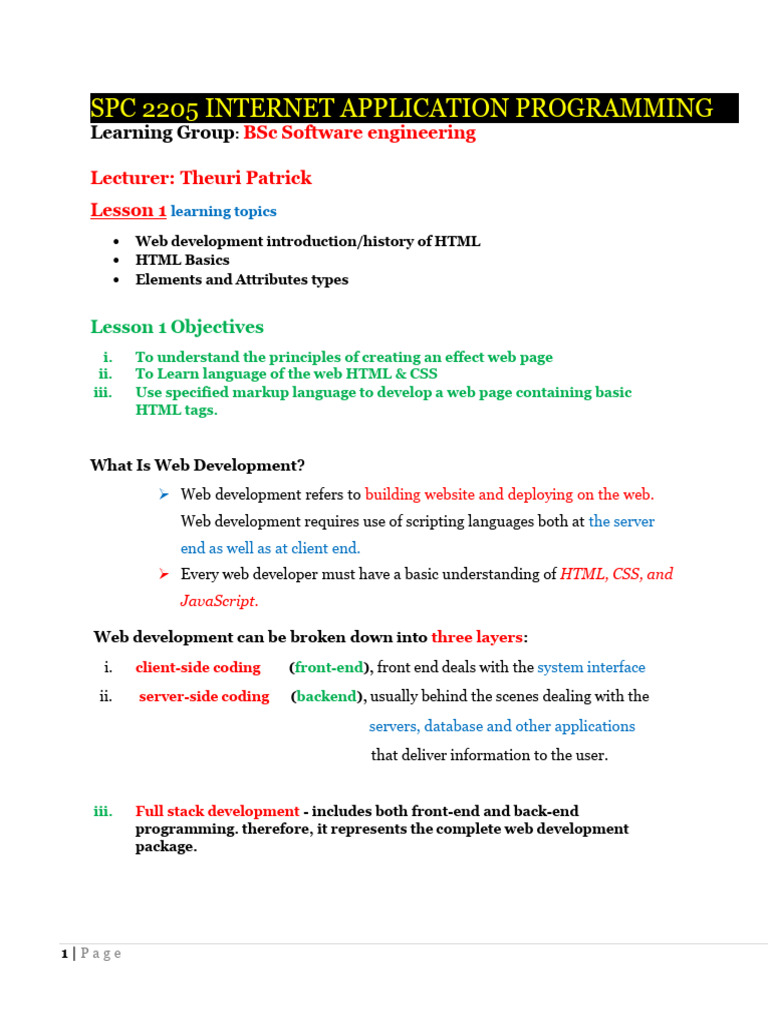 Web Development Programming Lesson 1 | PDF | World Wide Web | Internet ... Web Development Programming Lesson 1 | PDF | World Wide Web | Internet ...