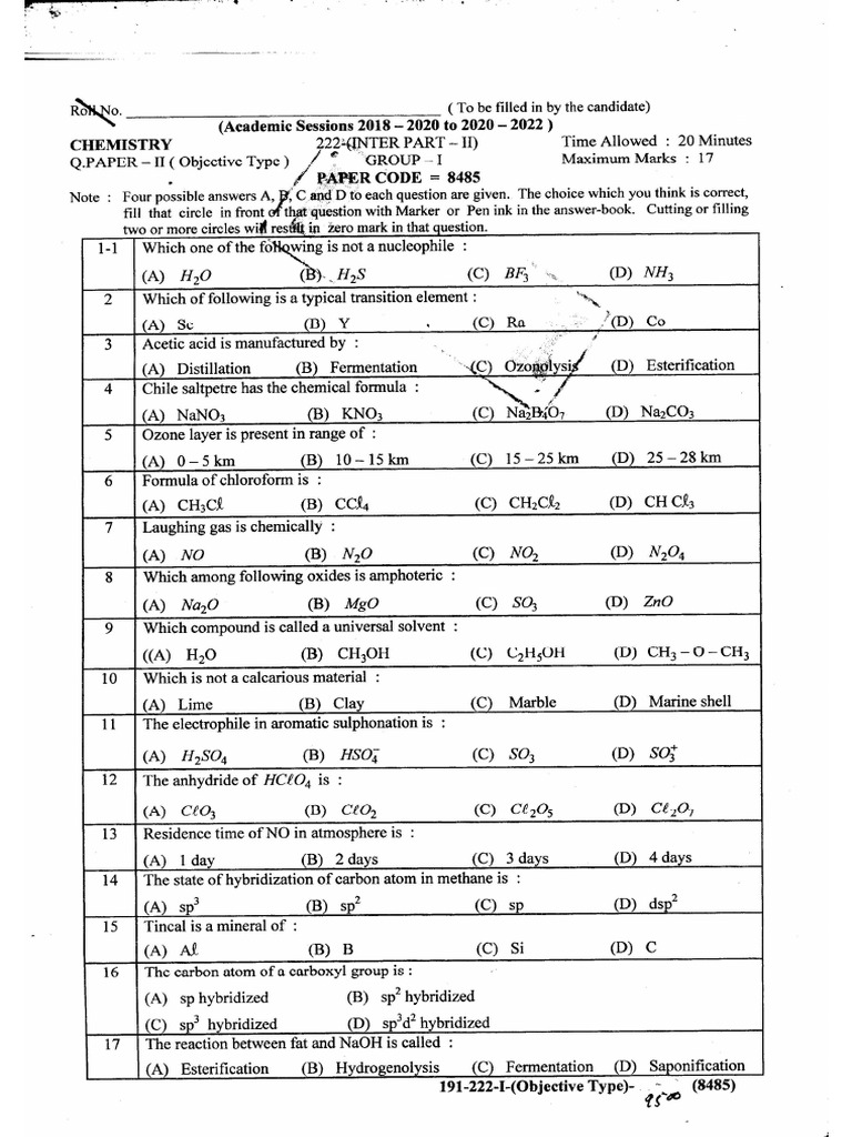 Chemistry 12-LHR-(G1+G2)-2022 | PDF