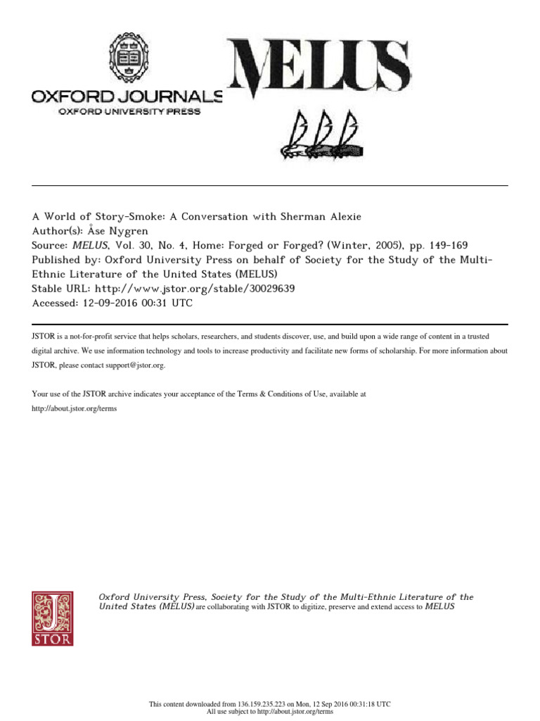 A World of Story-Smoke A Conversation With Sherman Alexie | PDF ...