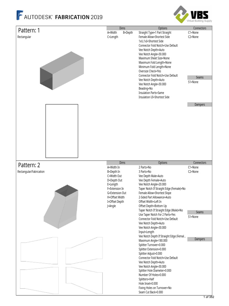 Autodesk Fabrication 2019 Pattern Catalog | PDF | Seam (Sewing) | Duct ...