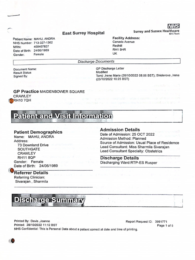 Discharge Letter Pg1 | PDF