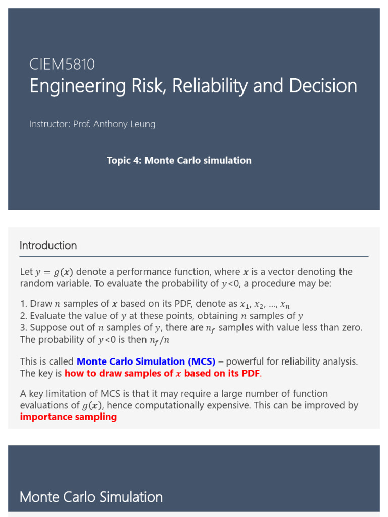 Topic4 Monte Carlo Simulation Pdf Applied Mathematics Statistical Theory