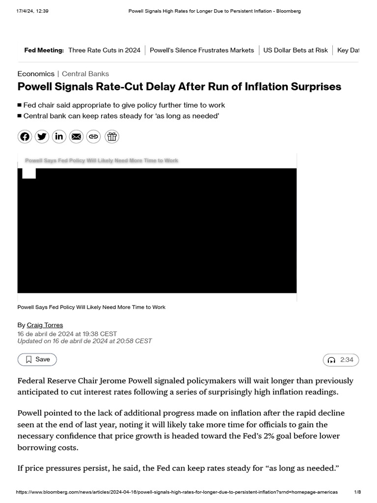 Powell Signals High Rates For Longer Due To Persistent Inflation | PDF ...