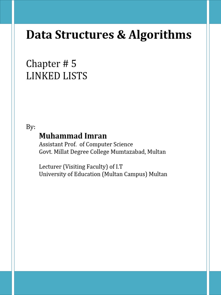 CH # 5 (Linked Lists) | PDF | Computer Programming | Data Management CH # 5 (Linked Lists) | PDF | Computer Programming | Data Management