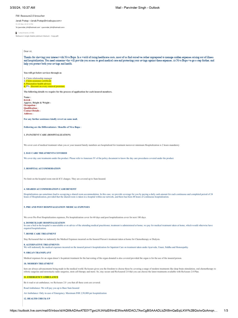 Niva Bupa ReAssure 2.0 Benefits Guide | PDF | Insurance | Hospital