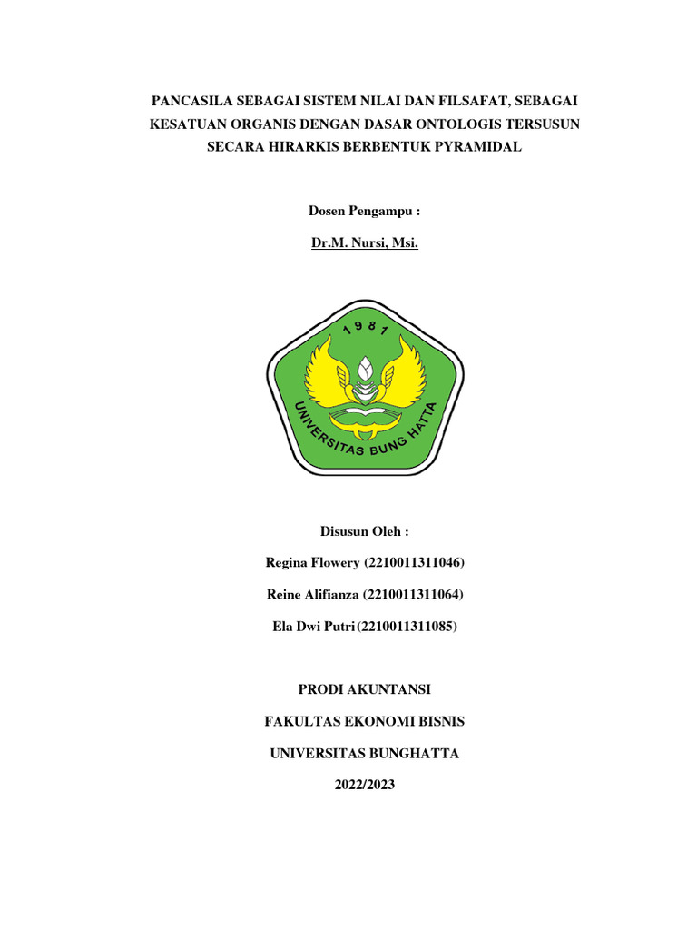 Pancasila: Sistem Nilai dan Filsafat Pyramidal | PDF