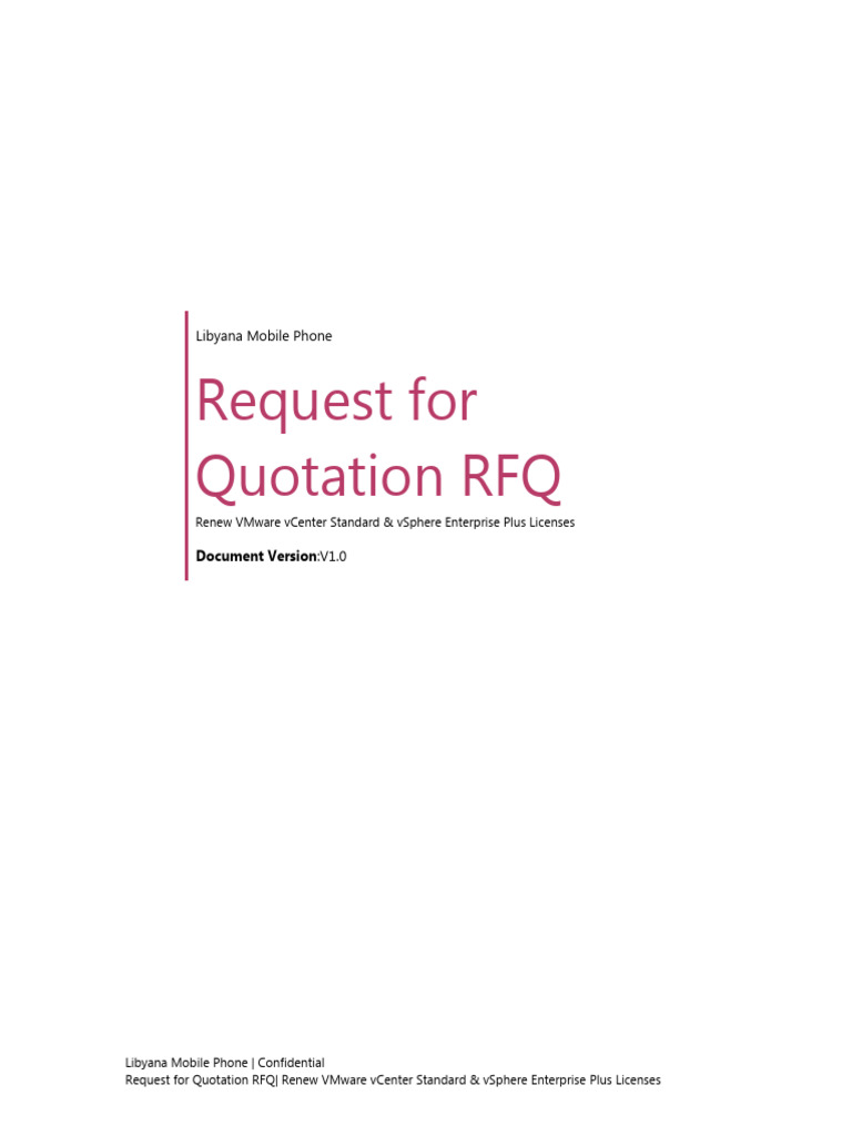 Renew VMware Licenses RFQ 2023 | PDF | Request For Proposal | Computing