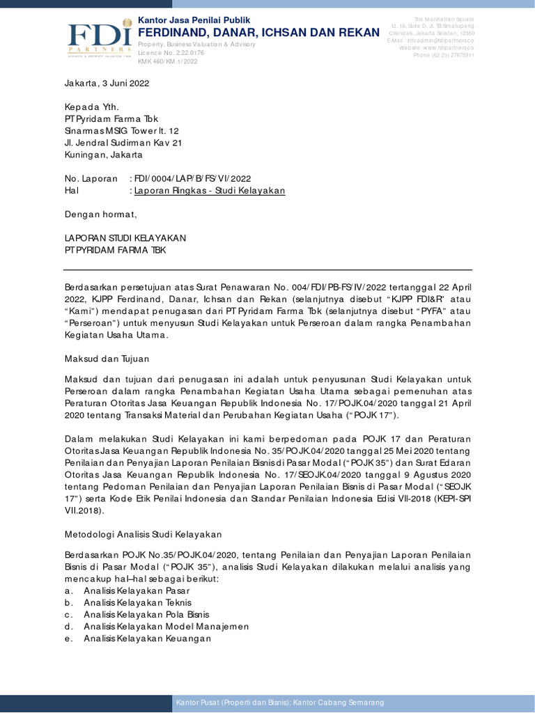 PYFA - Rencana Transaksi Perubahan Kegiatan Usaha Utama - 31108499 - Lamp2 | PDF | Bisnis