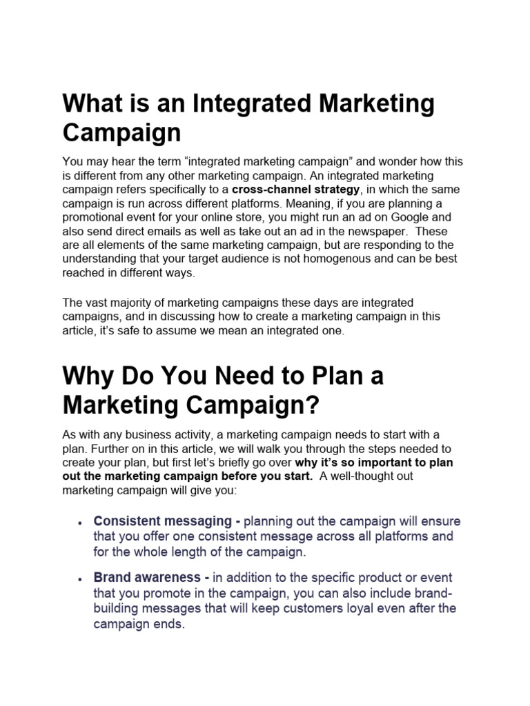 What Is An Integrated Marketing Campaign | PDF | Advertising | Marketing